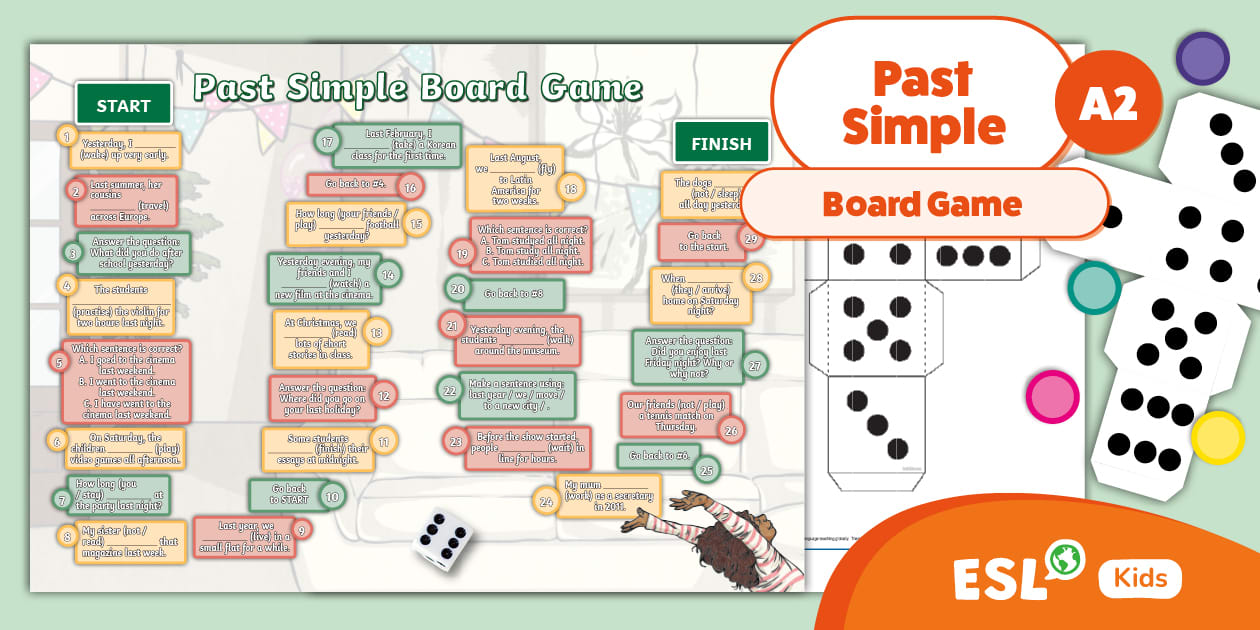 Classroom Fun: ESL Past Simple Board Game for A2 Kids