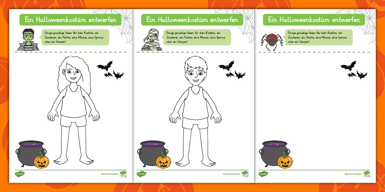 Ein Halloween-Kostüm entwerfen - Arbeitsblätter