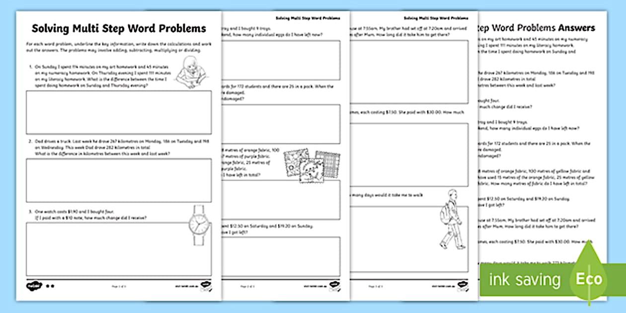 Differentiated Two Step Maths Word Problems (Teacher-Made)