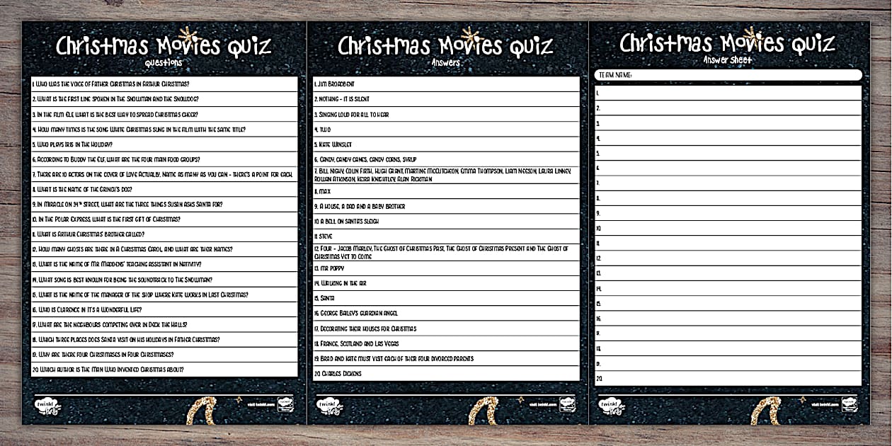 Christmas Movies Quiz | Christmas Party Printables