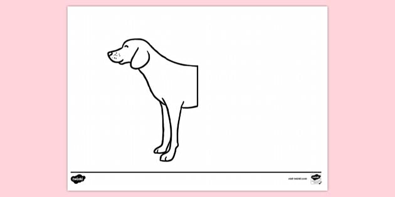 Half a Dog Colouring Sheet | Colouring Sheets - Twinkl