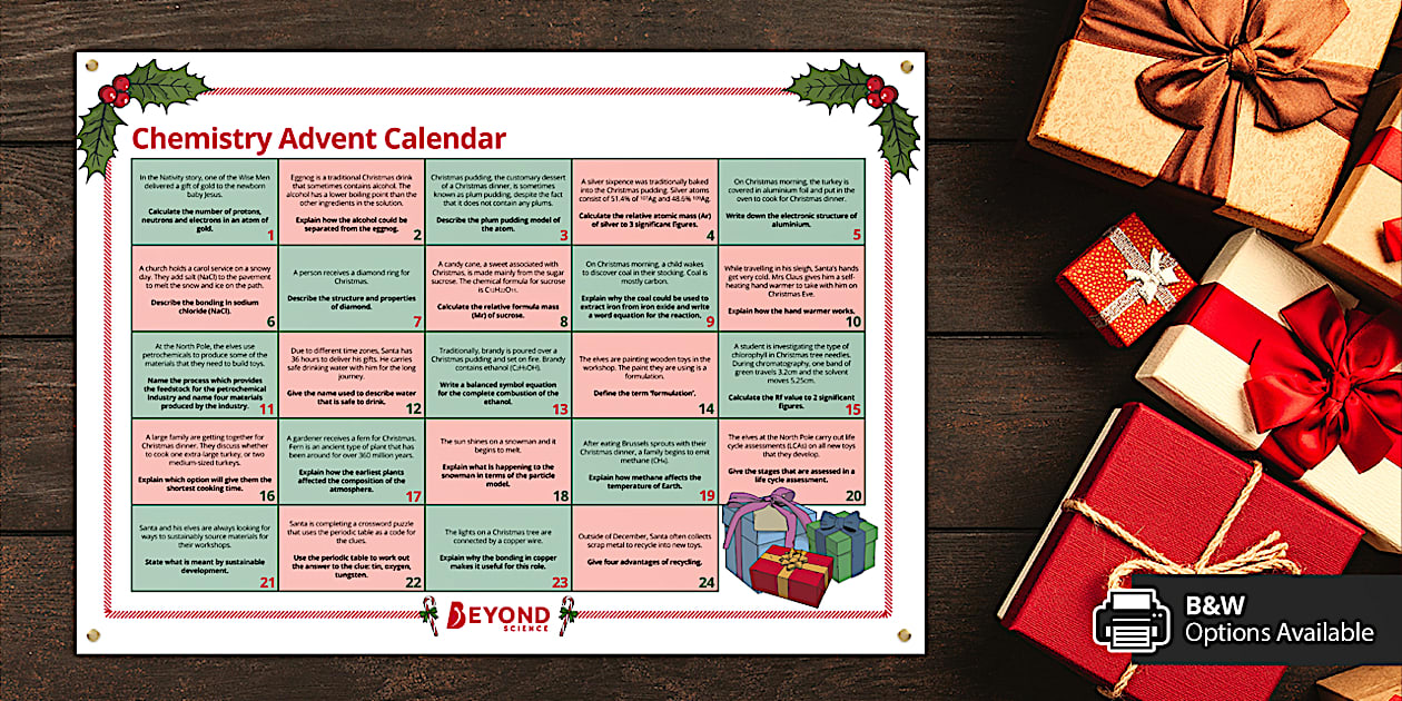 Chemistry Christmas Advent Calendar | Beyond (teacher made)