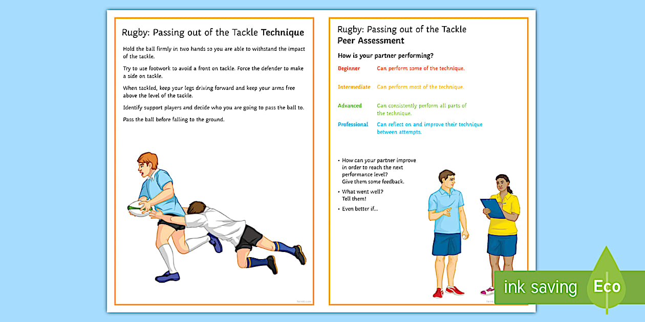 Rugby: Passing out of the Tackle Techniques Card - Twinkl