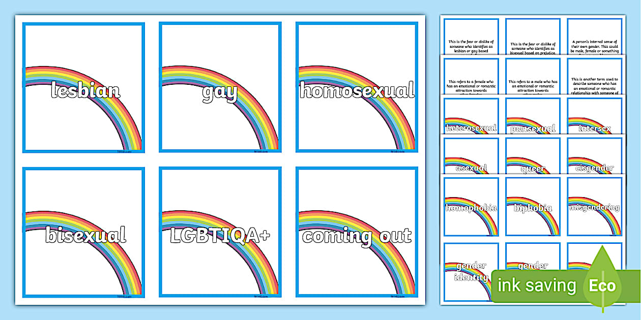 LGBTIQA+ Terms and Definitions Matching Cards (teacher made)