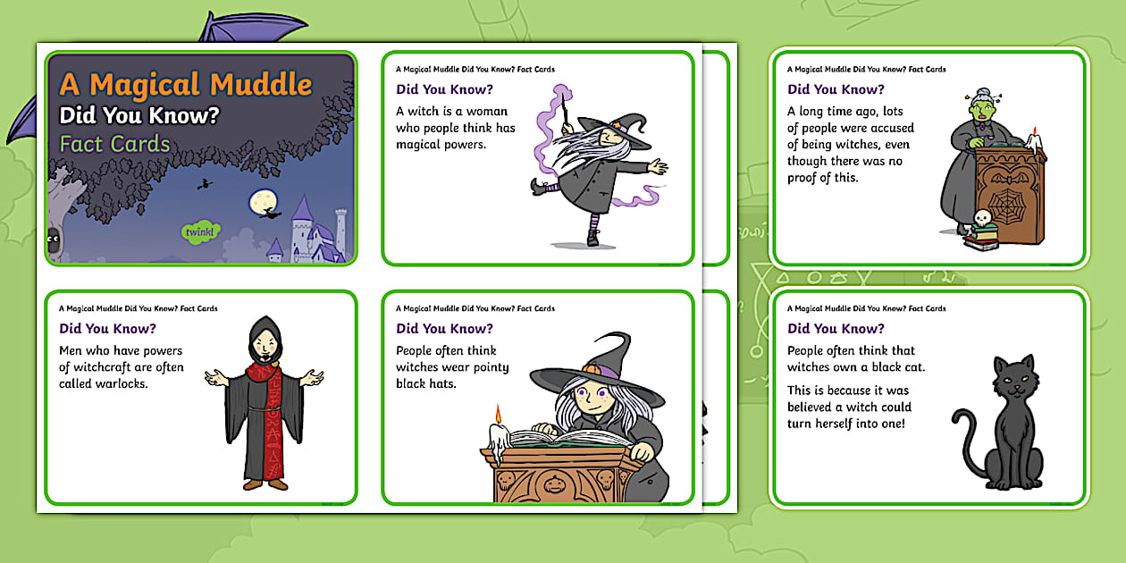Witch Fact Cards | A Magical Muddle | Twinkl (teacher made)