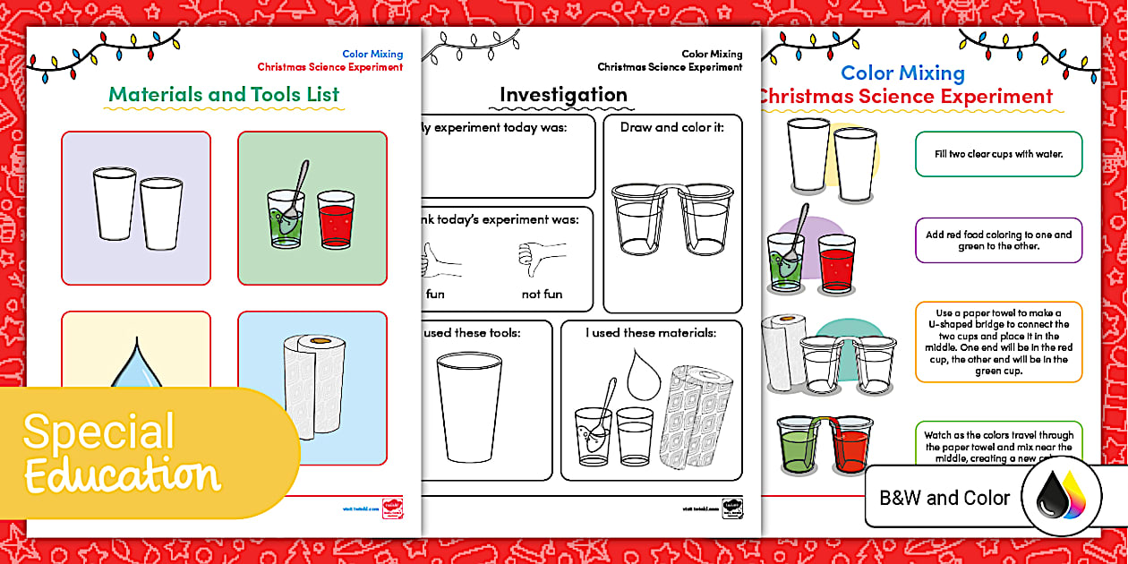 Color Mixing Simple Christmas Science Experiment - Twinkl