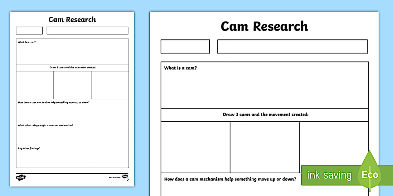 Cam Research Worksheet / Worksheet - Twinkl
