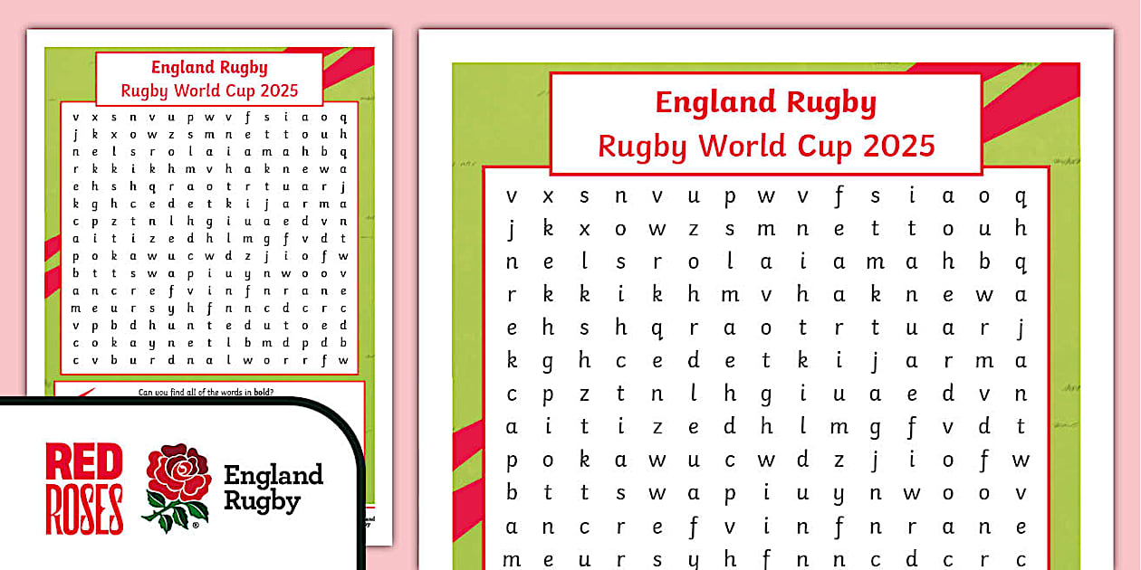 England Rugby: Women's Rugby World Cup 2025 Word Search (Ages 5-11)