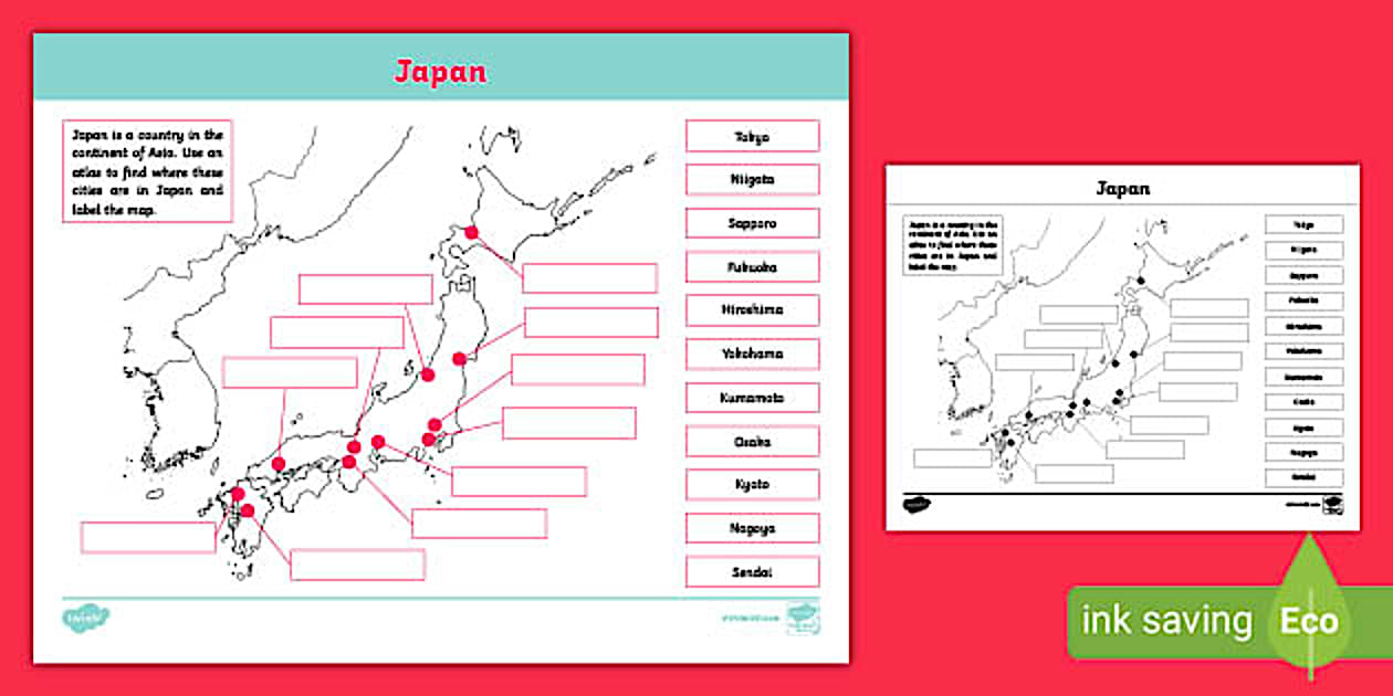 Japan Map Labeling Worksheet | ELA Resources | Twinkl USA