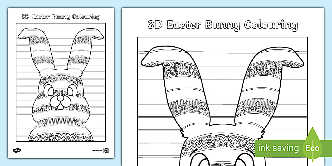 3D Easter Bunny Colouring Page - Twinkl Resources - KS2