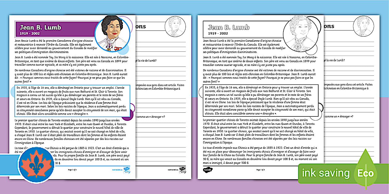 Jean B. Lumb Remarkable Canadian Woman Reading French