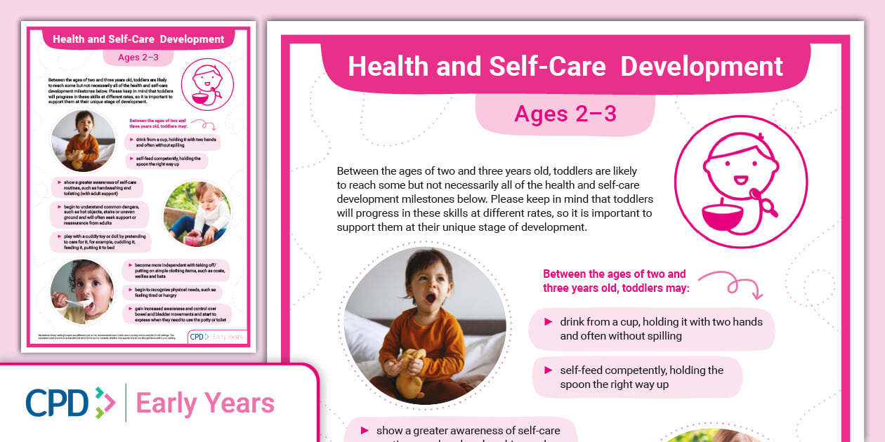 Health and Self-Care Development Milestones Ages 2–3