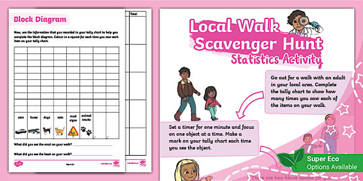 Local Walk Scavenger Hunt Statistics Activity (Ages 5 - 7)