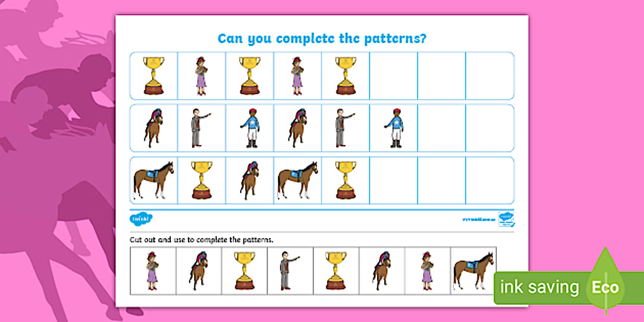Melbourne Cup Complete the Pattern Worksheet