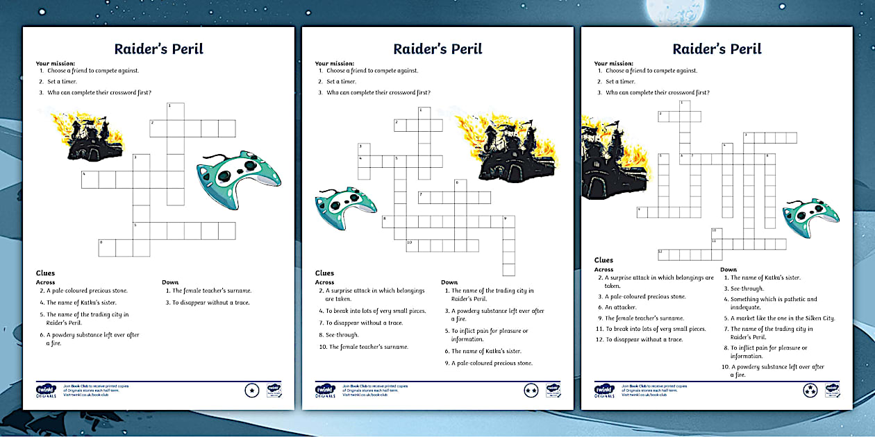 Editable Raider's Peril Differentiated Crossword - Twinkl