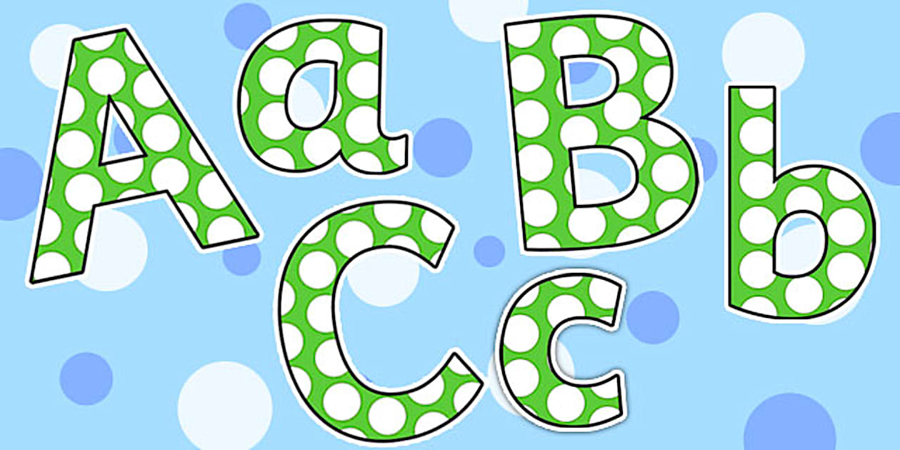 Cursive Green and White Spots Lowercase Display Lettering