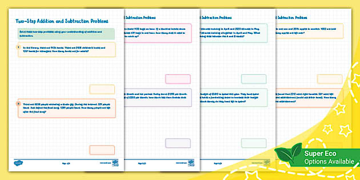 👉 Two-Step Addition and Subtraction Problems (Ages 8 - 9)