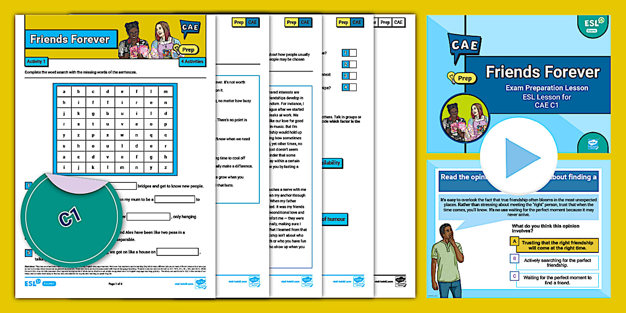 C1 Advanced (CAE) - Prep Lesson (Friends Forever) on Twinkl