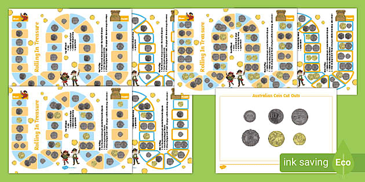 Rolling in Treasure Australian Coins Board Game - Twinkl