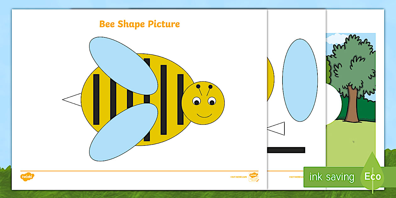 2D Shape Bee Cutting Skills Worksheets, * NEW * 2D Shape Bee Picture