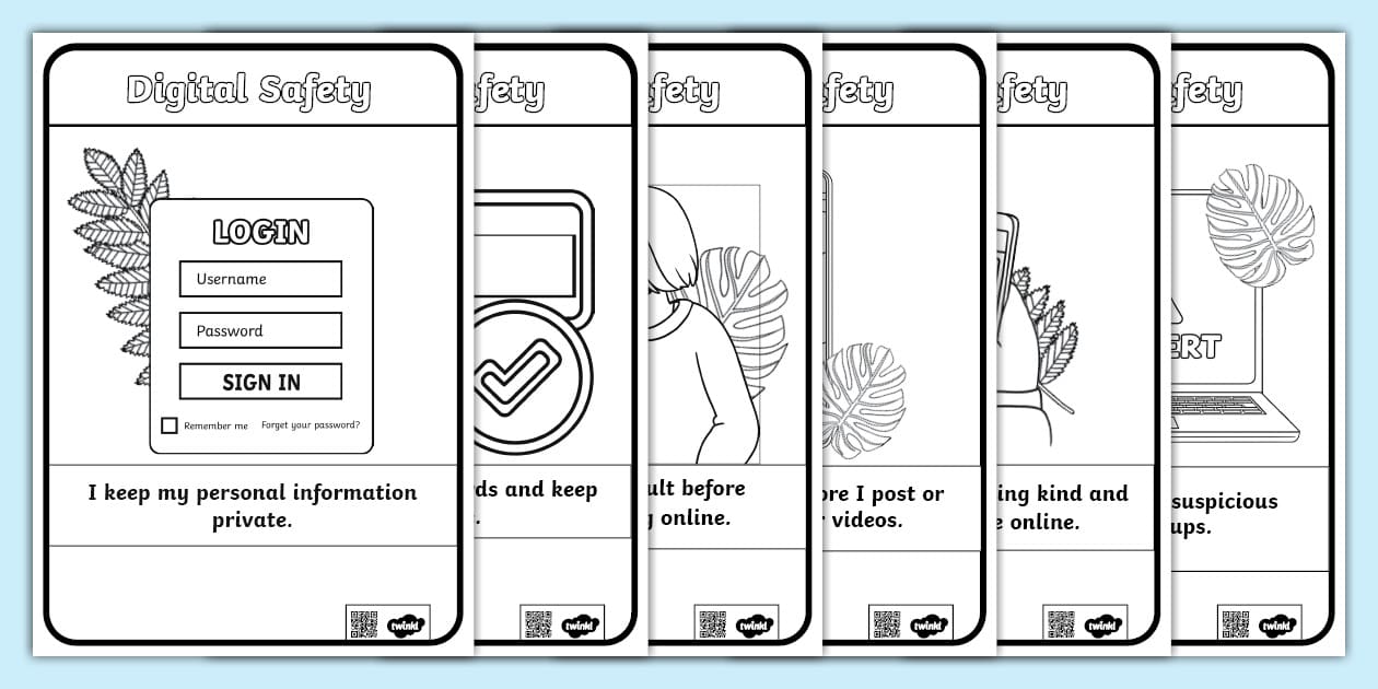 Values Colouring Pages - Digital Safety (teacher made)