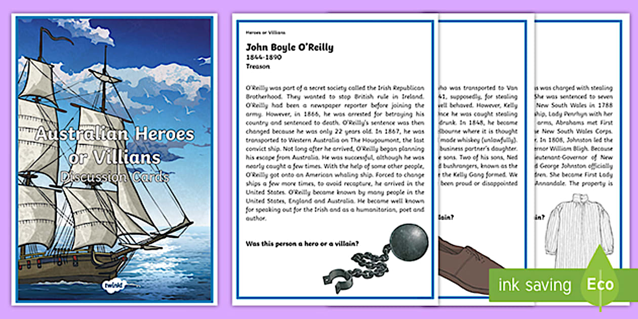 Australian Heroes and Villains Activity - HASS - Year 5