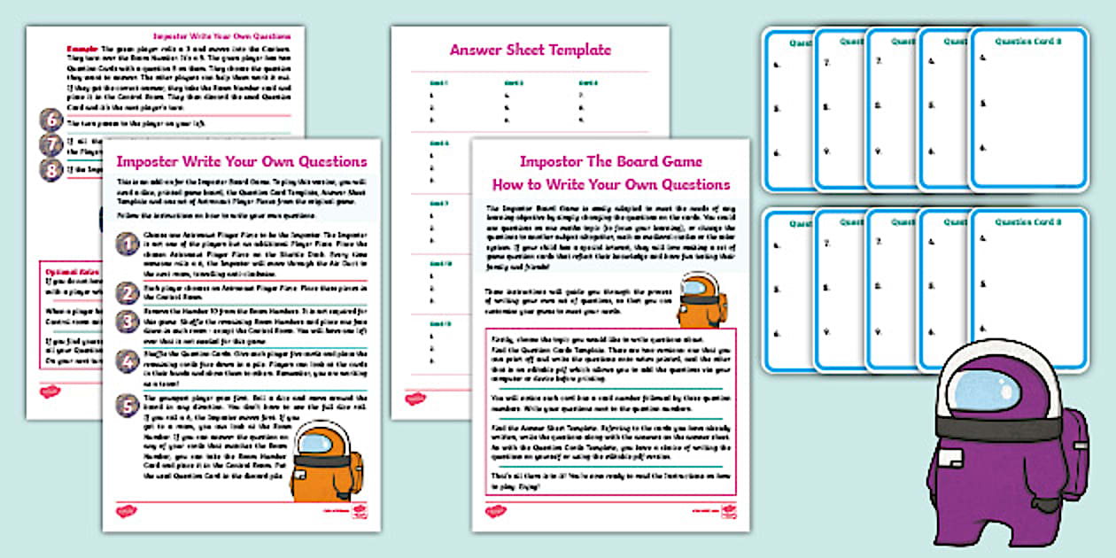 KS2 Impostor the board game write your own questions