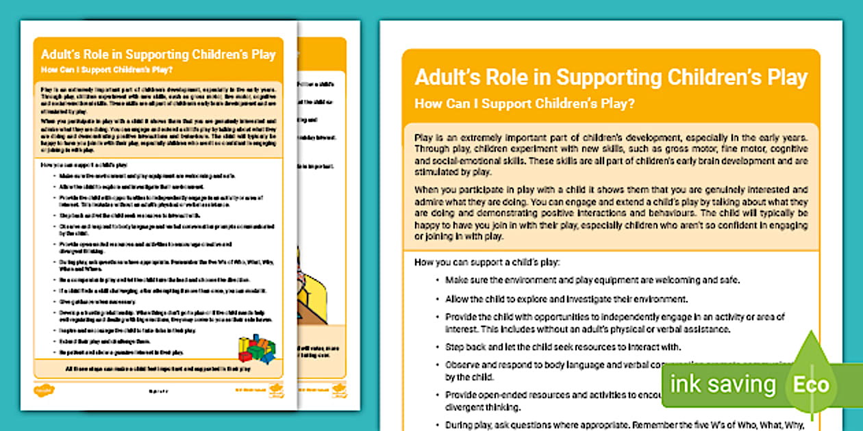 Adult's Role in Supporting Children's Play | PDF Info Sheet