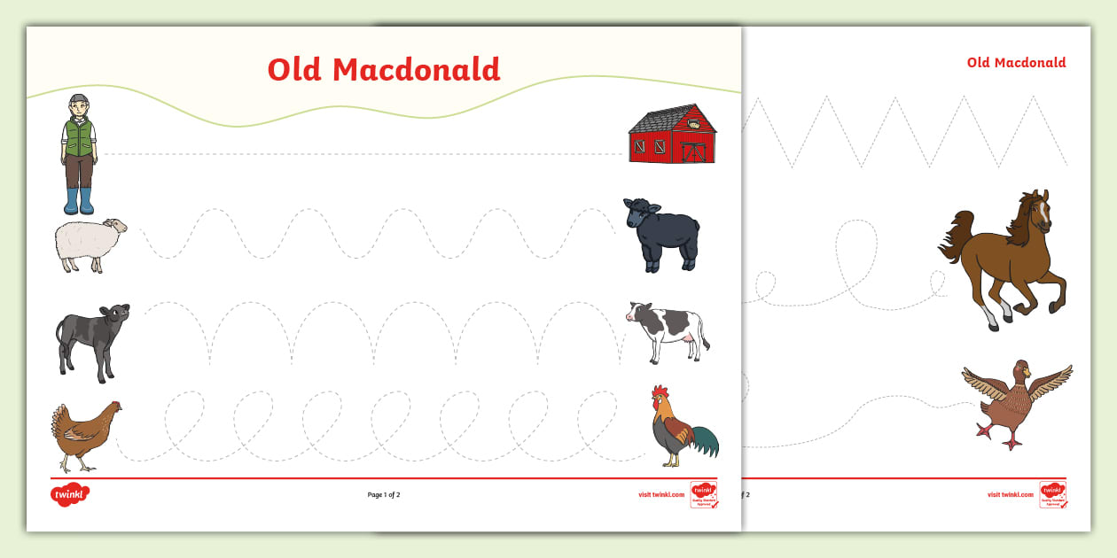 Old Macdonald Pencil Control Activity - EYFS - KS1 - Twinkl