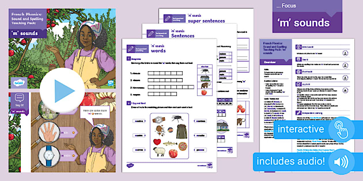 👉 French Phonics: Sound and Spelling Teaching Pack 'm' sounds