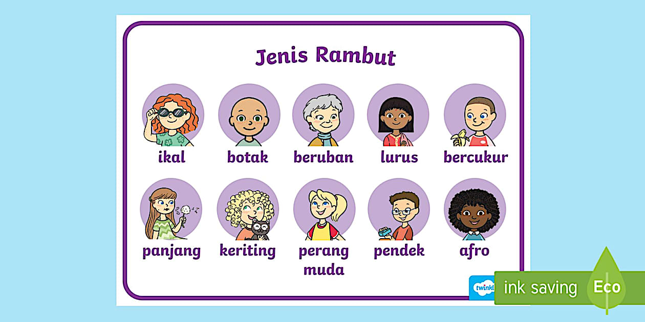Tikar Perkataan Jenis Rambut (teacher made) - Twinkl