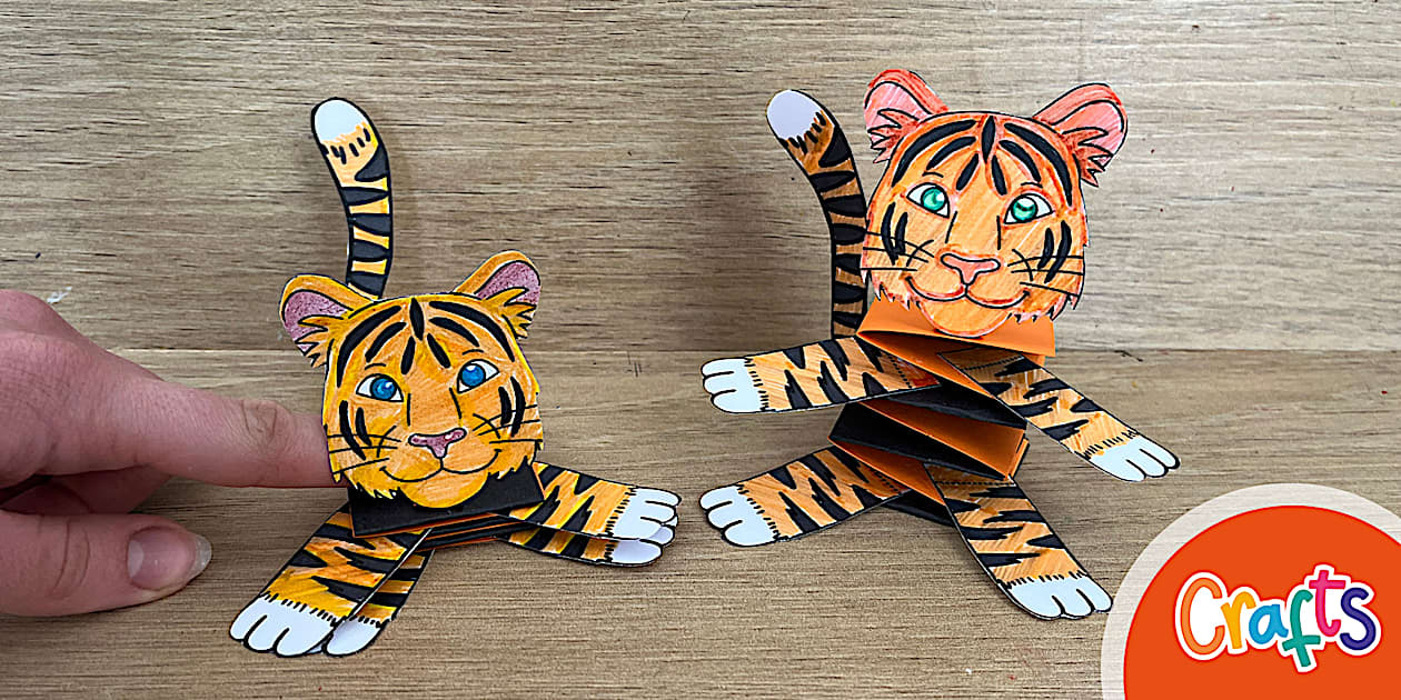 Folded Paper Tiger (teacher made) - Twinkl