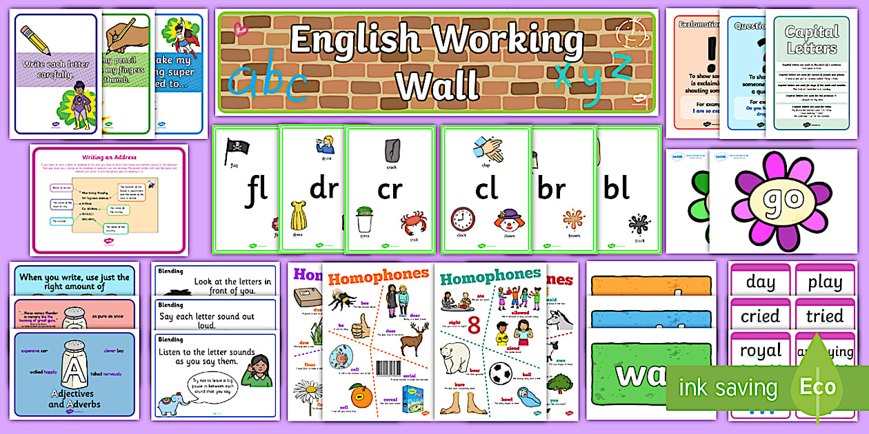 English Working Wall - 1st/2nd - Display Pack (teacher made)