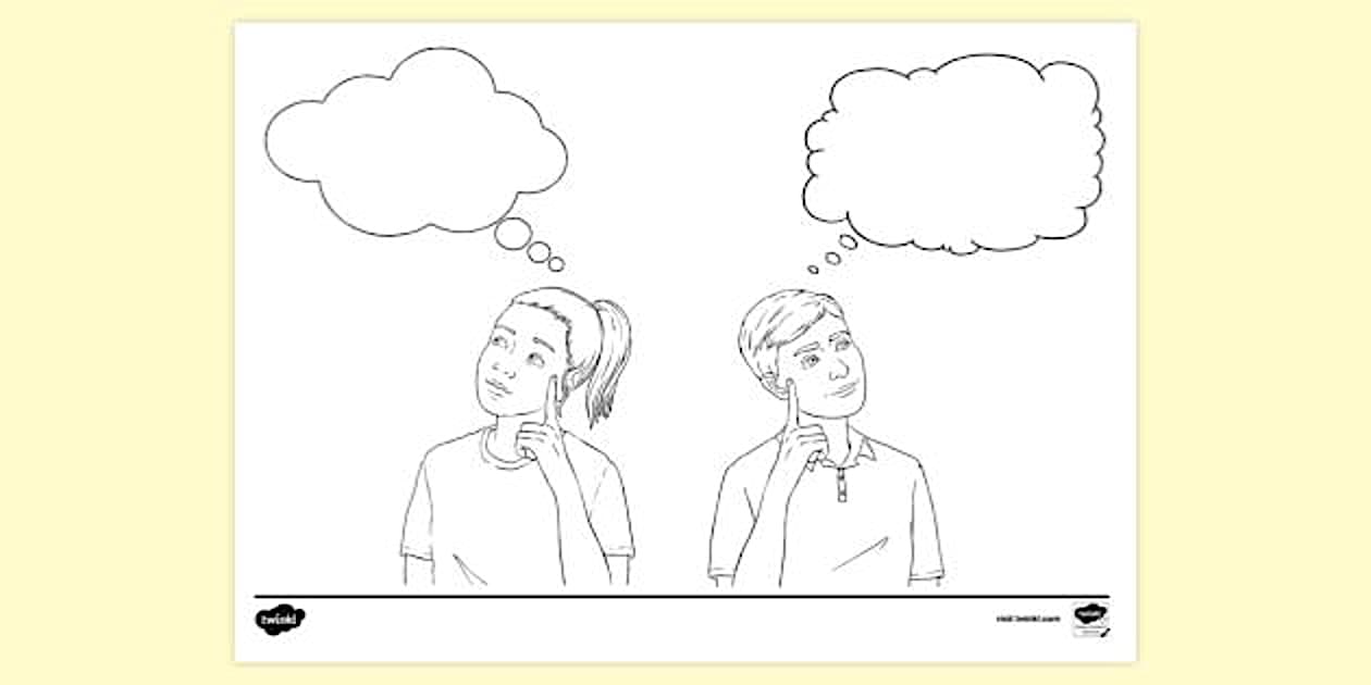 Child Thinking Colouring Sheet | Colouring Sheets - Twinkl