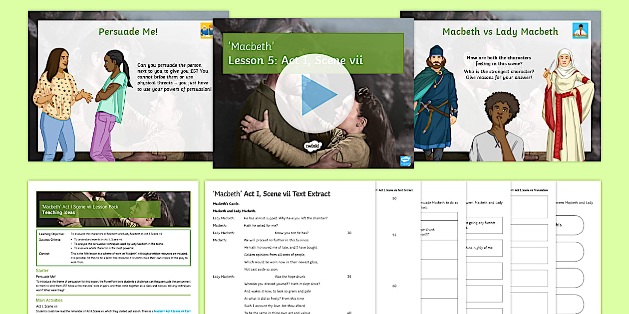 GCSE Macbeth Lesson 5: Act I, Scene vii (teacher made)