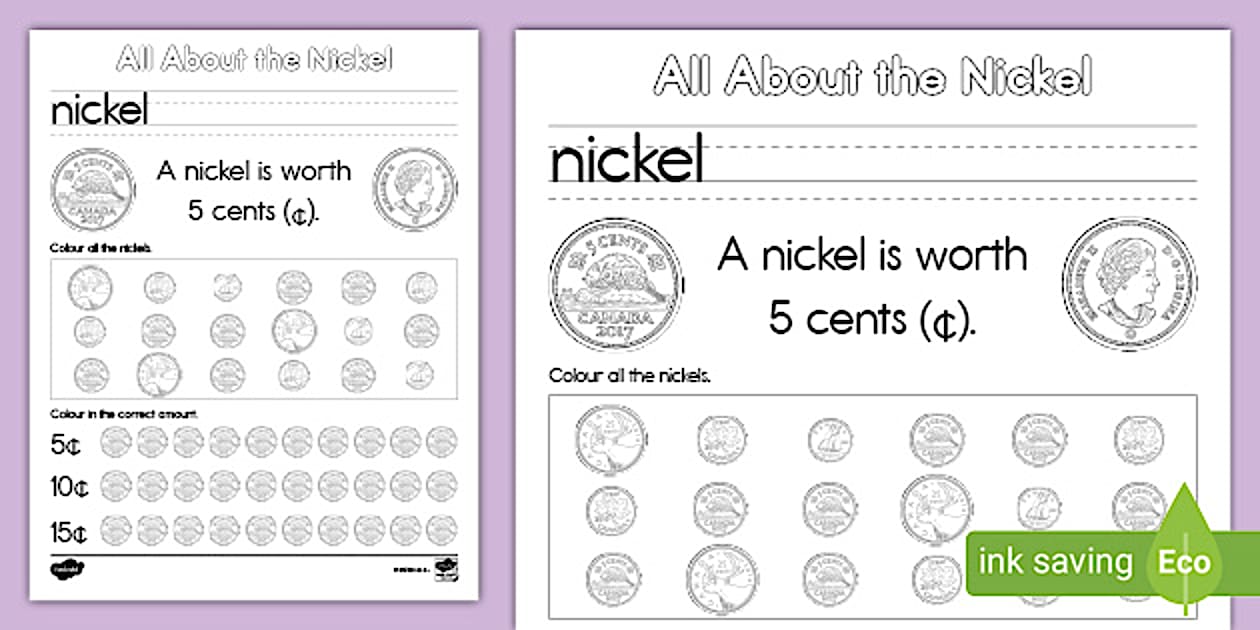 Counting Nickels Worksheet - Math Resources - Twinkl CA