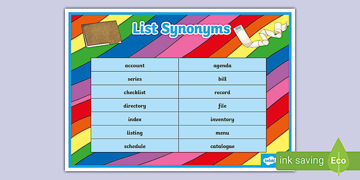 List Synonyms Word Mat (Teacher-Made) - Twinkl