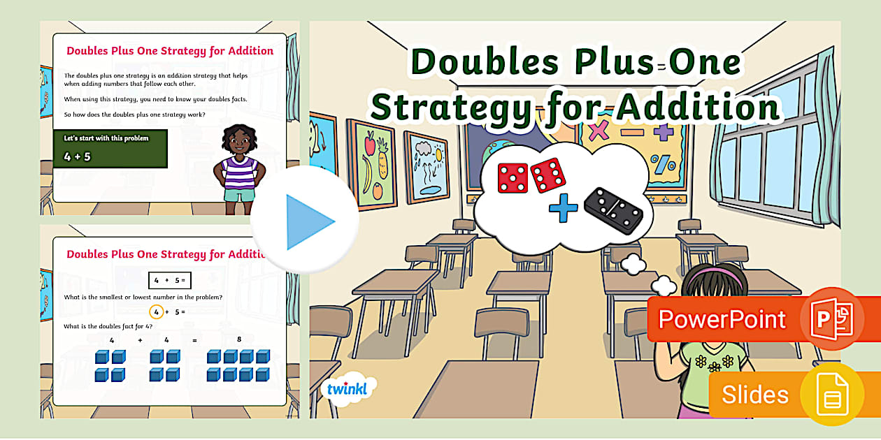 Doubles Plus One Addition Strategy Presentation - Twinkl
