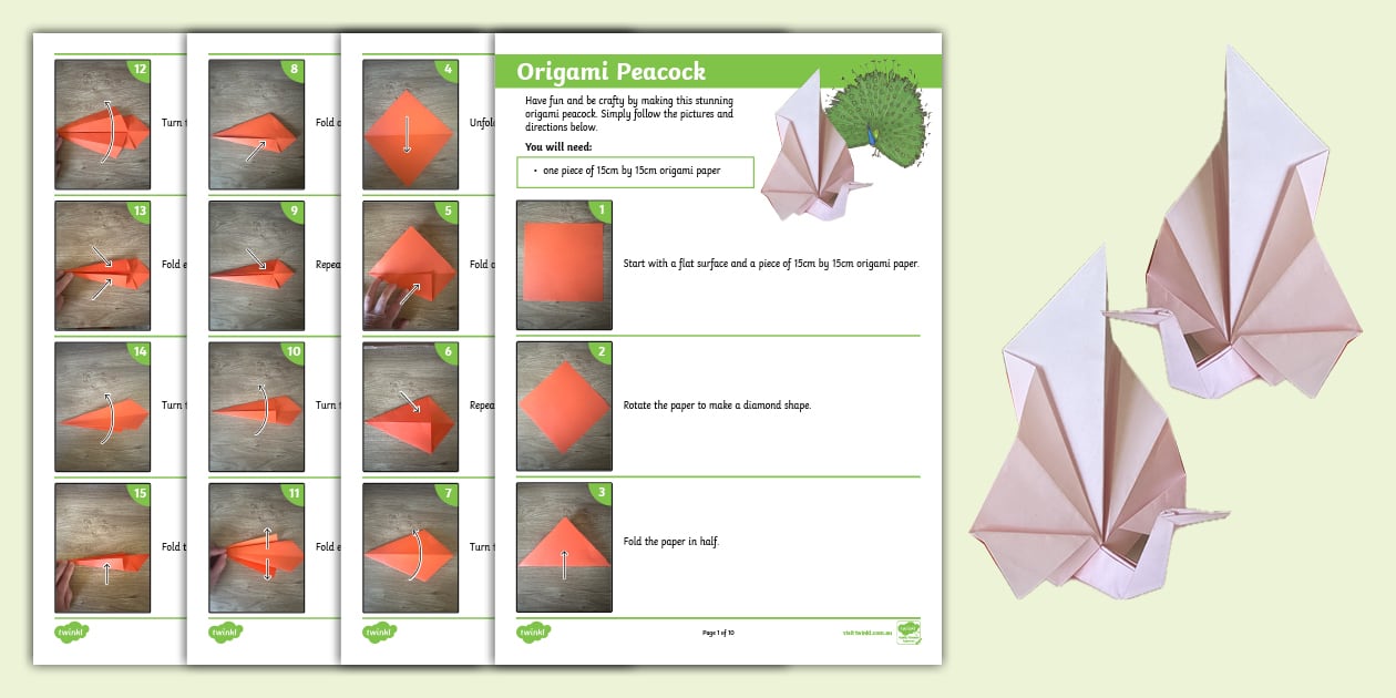 Origami Peacock Craft (teacher made) - Twinkl