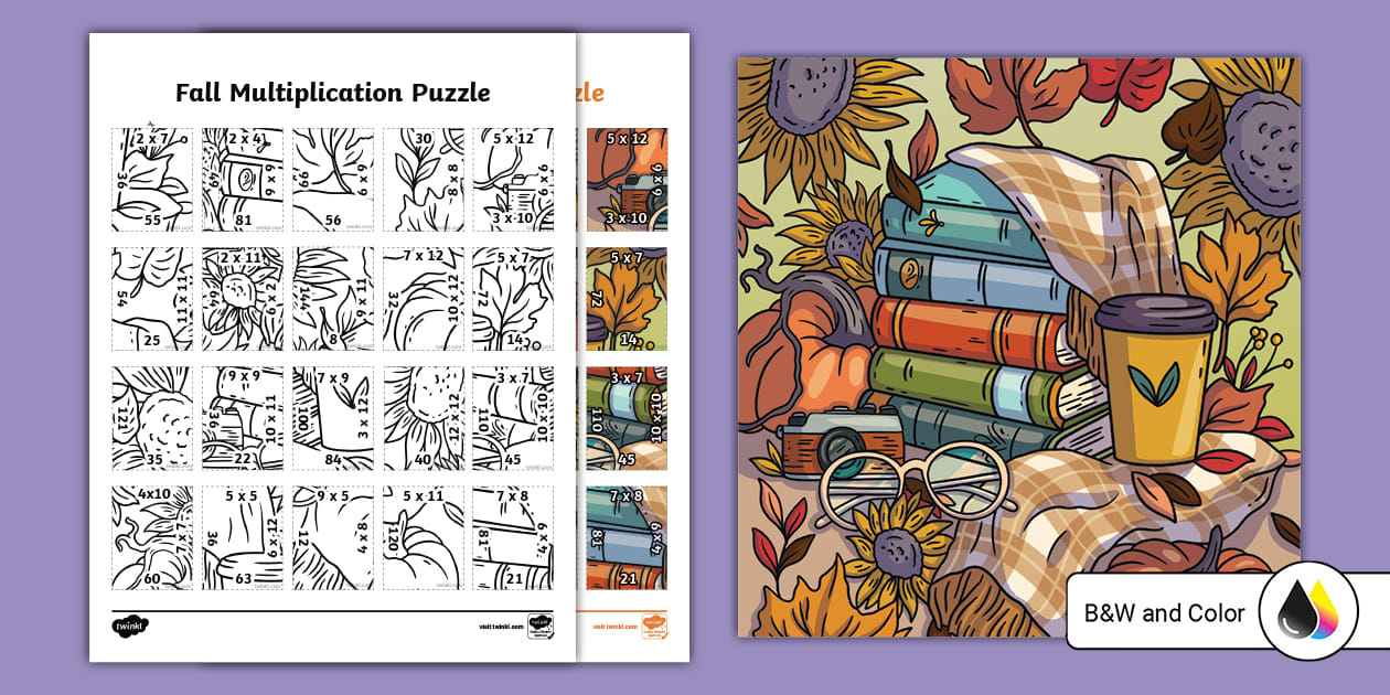 Fall Multiplication to 12x Puzzle (teacher made) - Twinkl