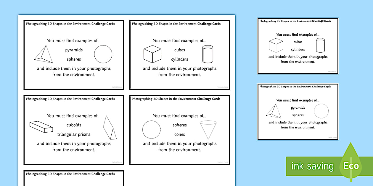 Photographing 3D Shapes in the Environment Challenge Cards