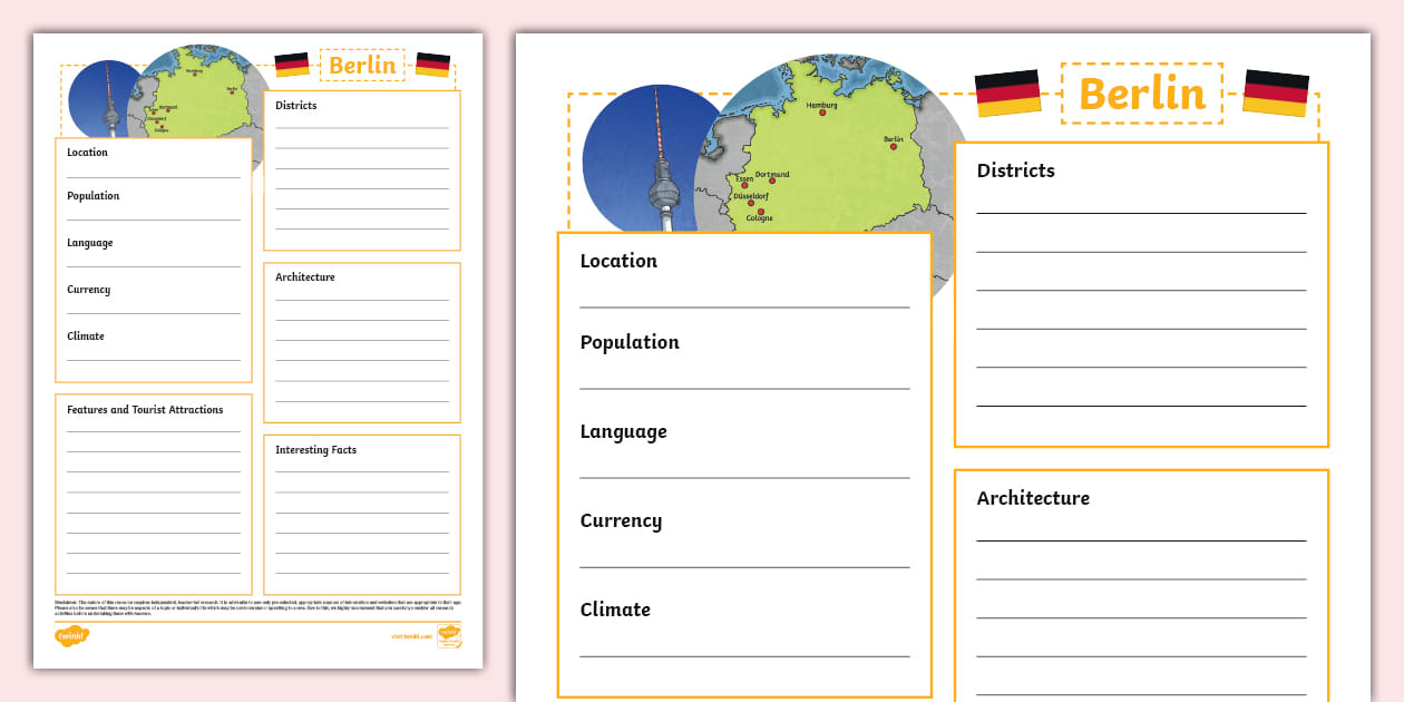 Berlin Fact File Template,Germany,Capital City - Twinkl