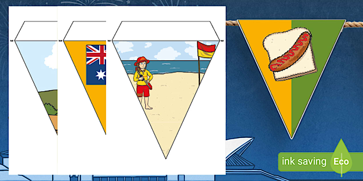 Black and White Australia Day Bunting (teacher made)