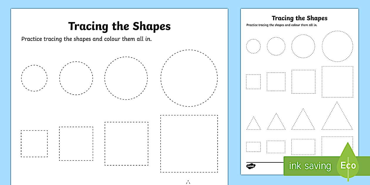 Tracing Basic Shapes Worksheet - Primary Resources - Twinkl
