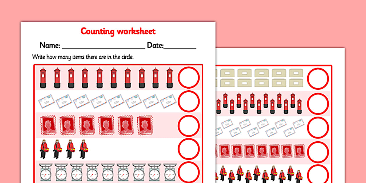 Post Office Counting Sheet up to 20 (teacher made) - Twinkl