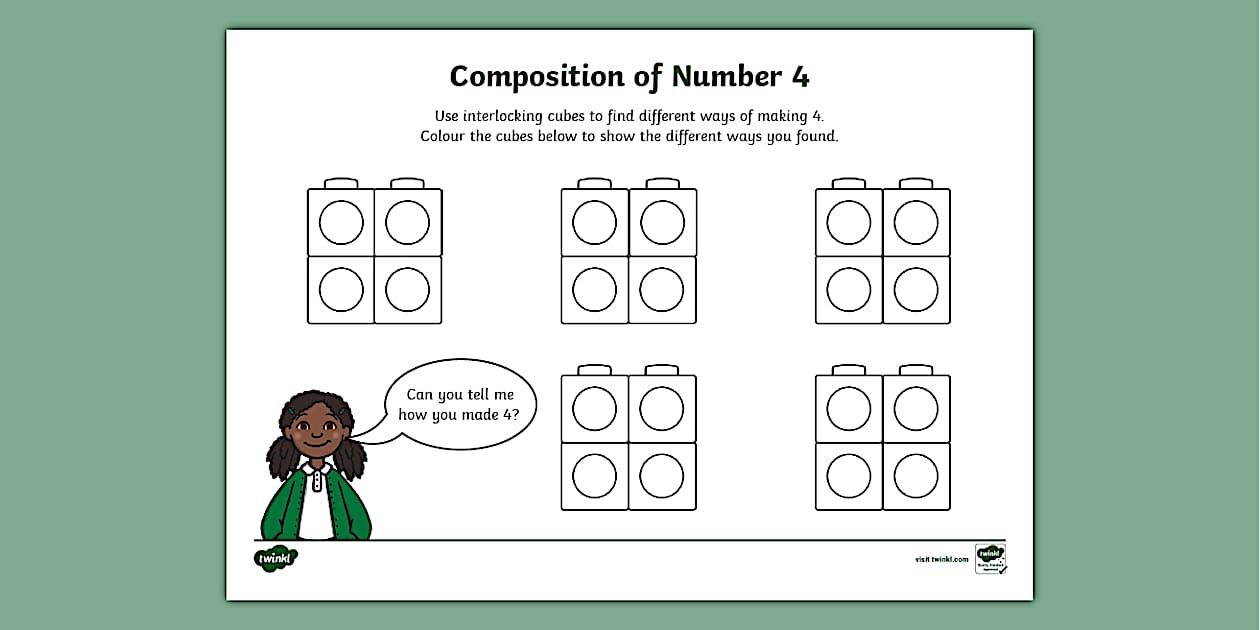 👉 Composition of Number 4 Worksheet (teacher made)