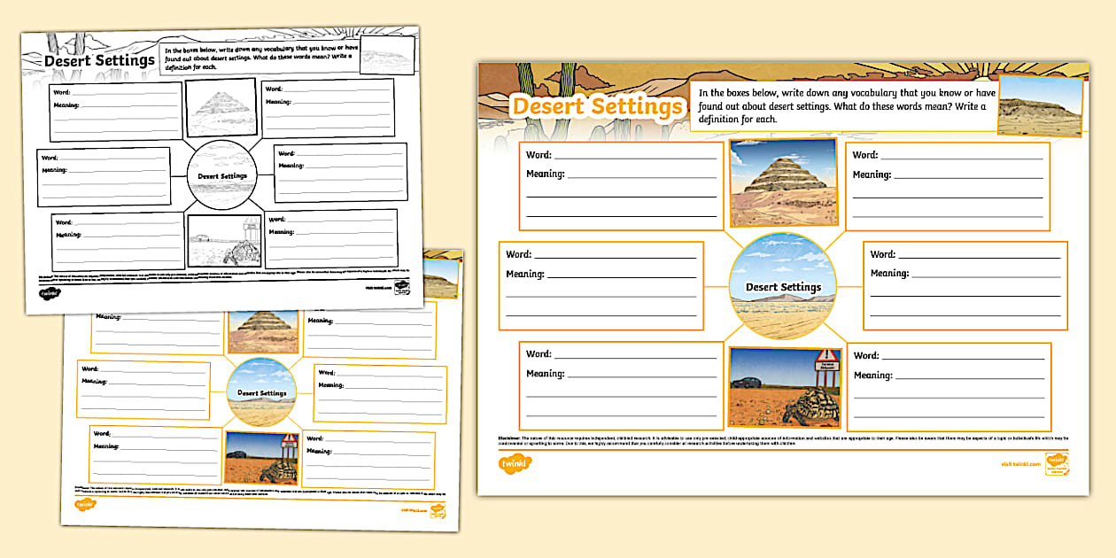 Desert Setting Vocabulary Mind Map