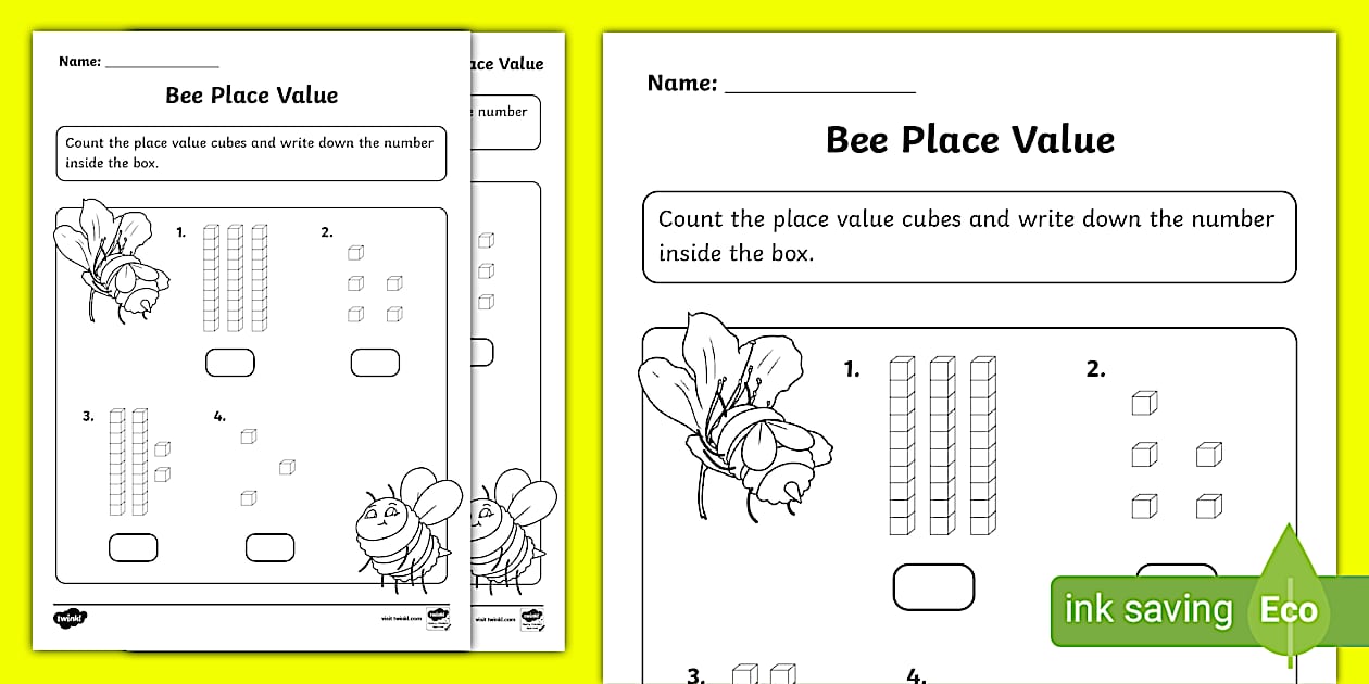 Bee Place Value Activity Sheet (profesor hizo) - Twinkl