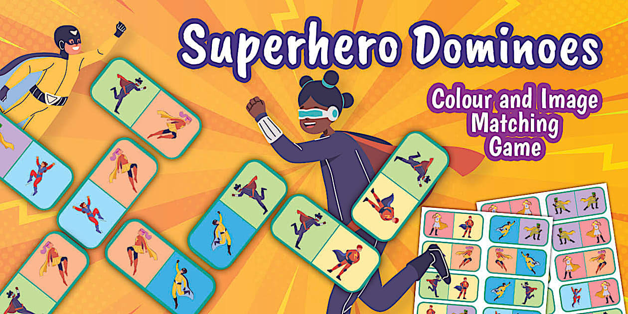 Superhero Dominoes Colour Matching Game