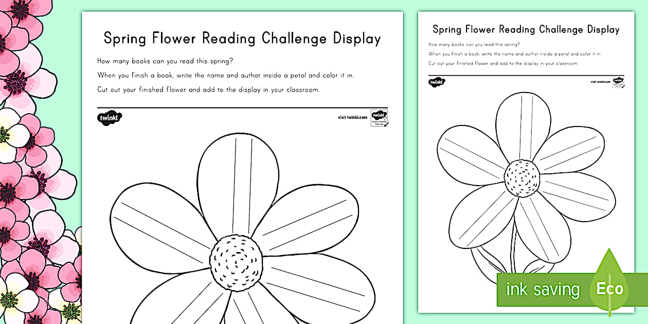 Spring Flower Reading Challenge Display Cutout - Twinkl